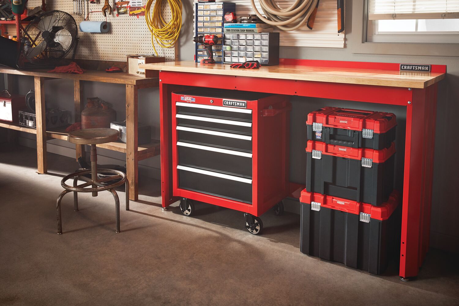 CRAFTSMAN® 6 Ft. Wide Workbench with Butcher Block Top (red)