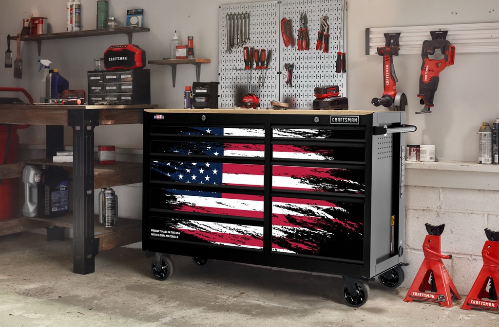 CRAFTSMAN S2000 Series 63-Inch 9-Drawer Patriotic Mobile Workstation